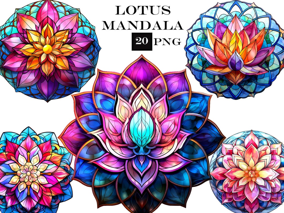 20 Lotus Mandala Clipart: PNG Bundle for Sublimation (digital Download ...