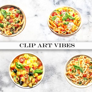 Italian Food Clipart Bundle, Pasta Clip Art PNG Files With Transparent ...