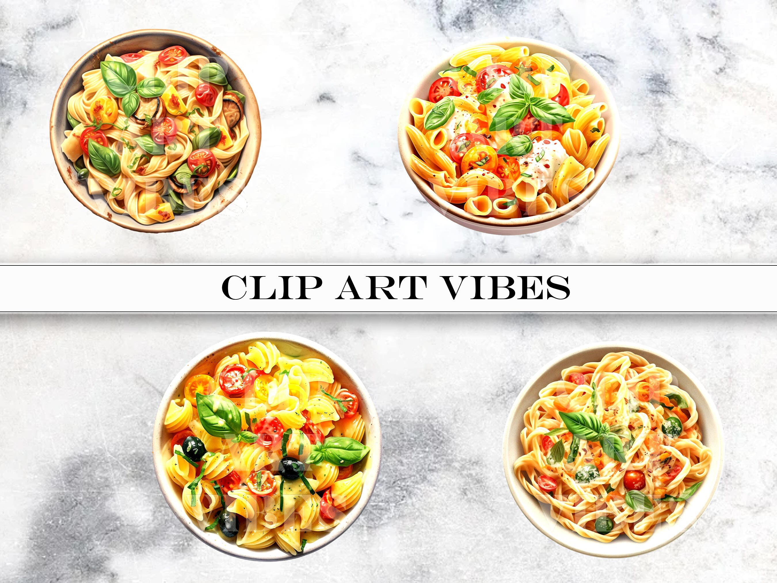 Italian Food Clipart Bundle, Pasta Clip Art PNG Files With Transparent ...