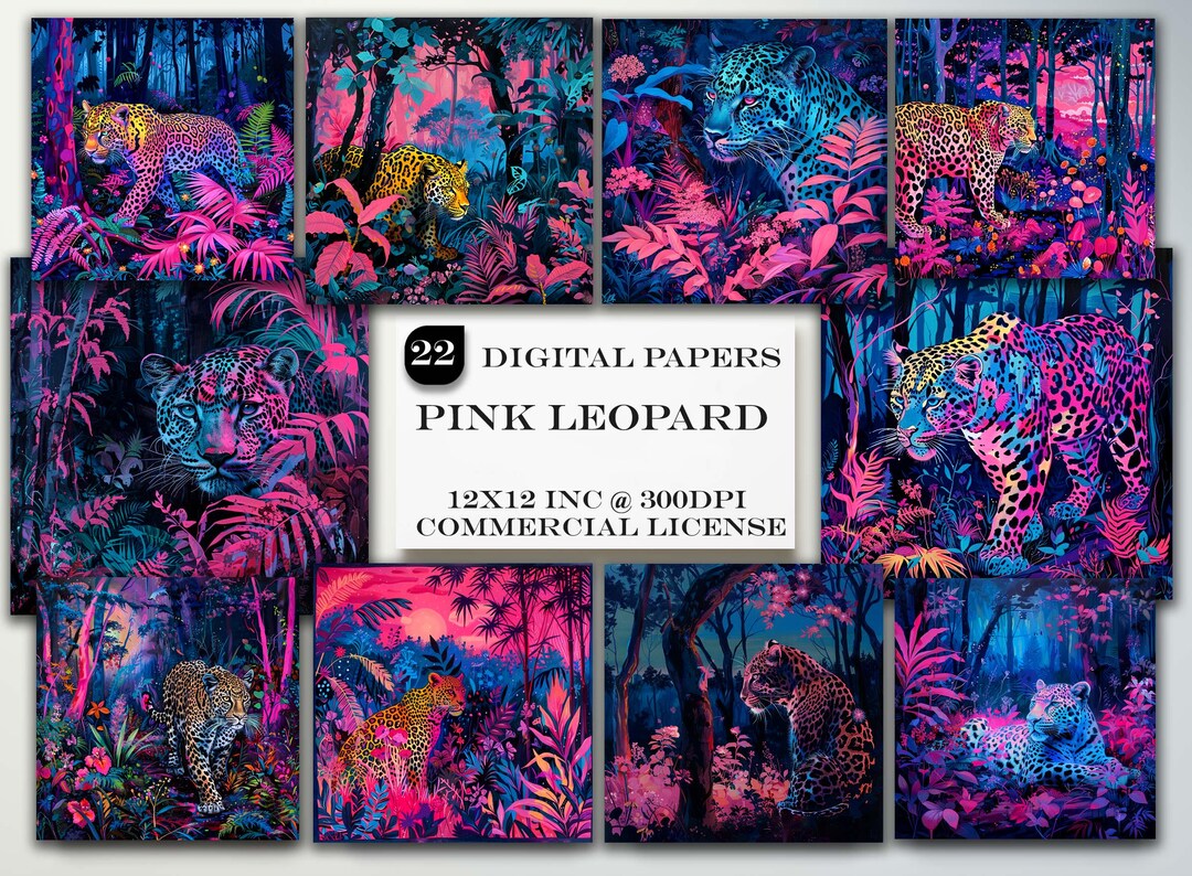Pink Leopard Jungle Digital Paper: Scrapbook Crafting (22 JPG) - Etsy
