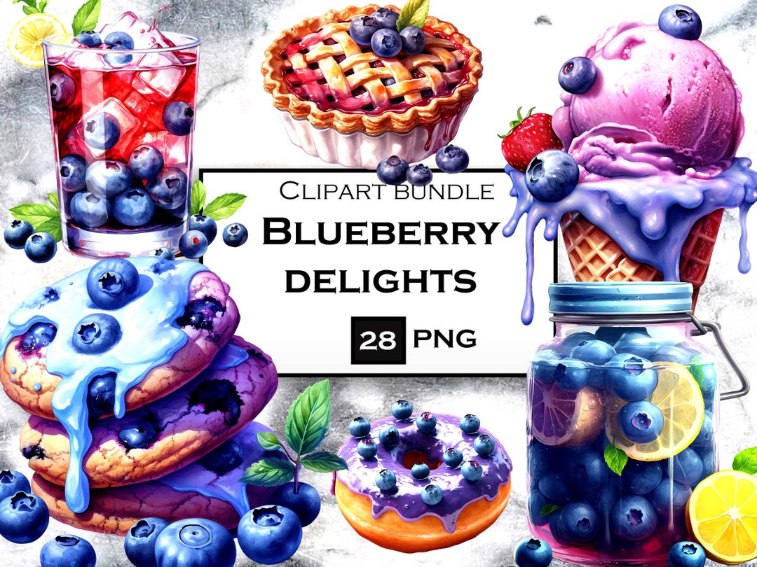 28 PNG Blueberry Watercolor Clipart Bundle, Blueberry PNG Files With ...