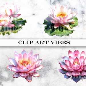 Watercolor Lotus Flower Clipart Bundle, Lotus Flower PNG Files With ...