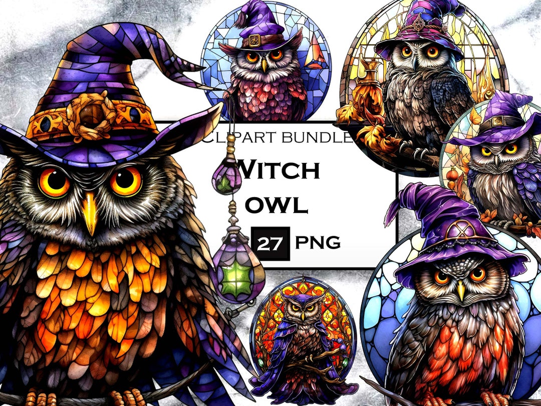 Witch Owl Clipart, Witchcraft Clipart PNG Bundle With Transparent ...