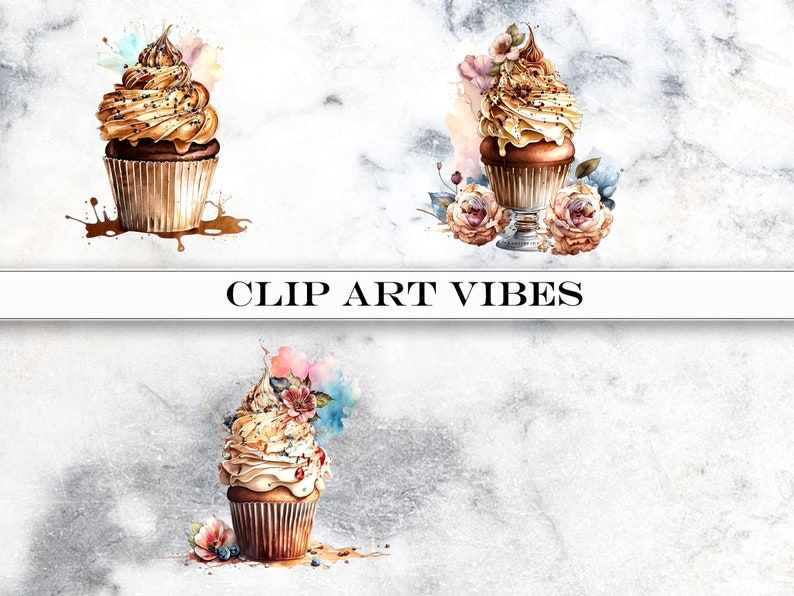 Watercolor Cupcakes Clip Art Cupcakes Clip Art Bundle - Etsy