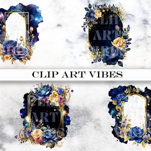 Royal Blue Roses Clipart, Watercolor Floral Frame, Frames Clipart ...