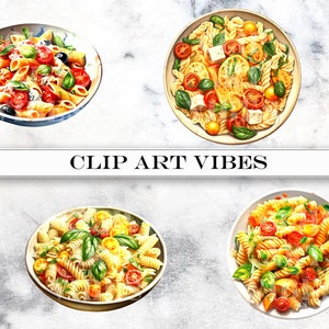 Italian Food Clipart Bundle, Pasta Clip Art PNG Files With Transparent ...