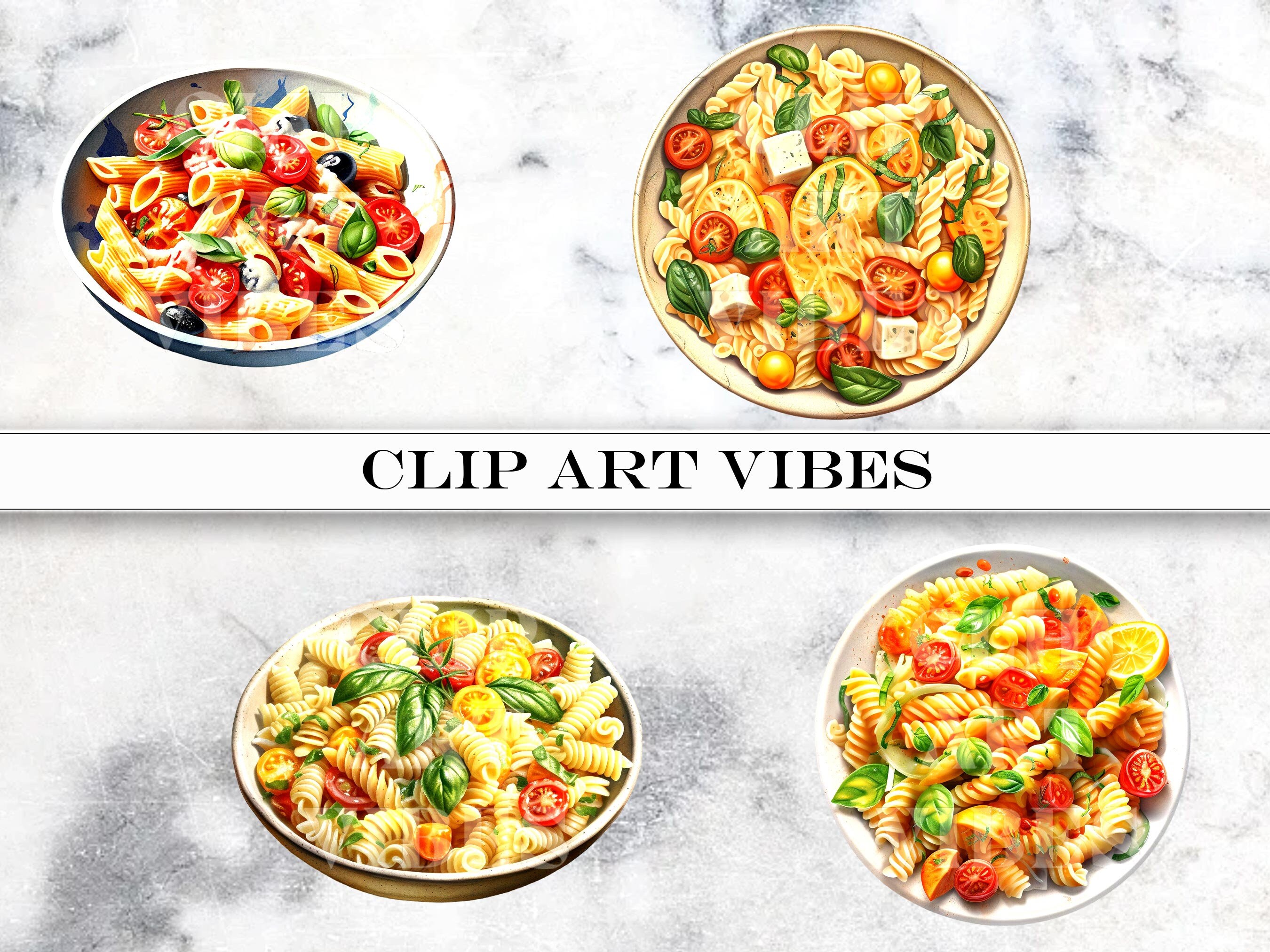 Italian Food Clipart Bundle, Pasta Clip Art PNG Files With Transparent ...