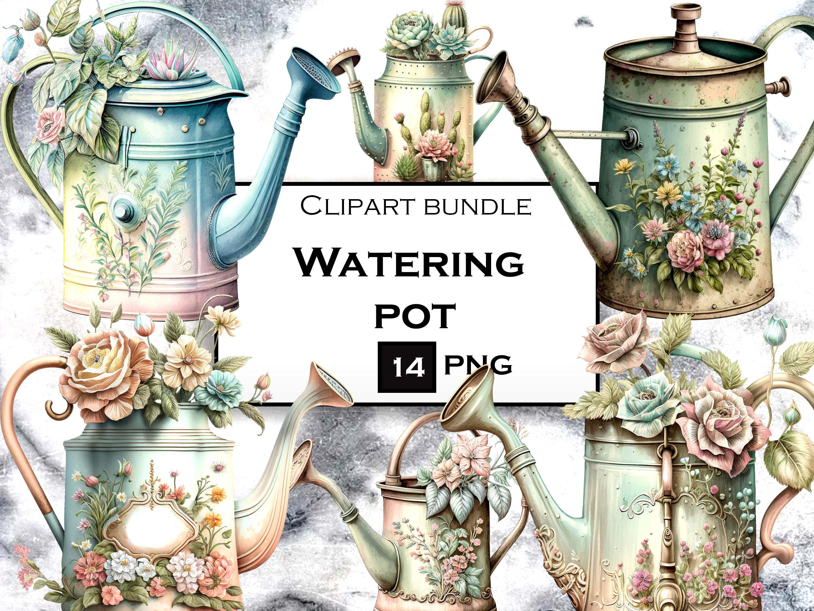 Vintage Watering Can Clip Art