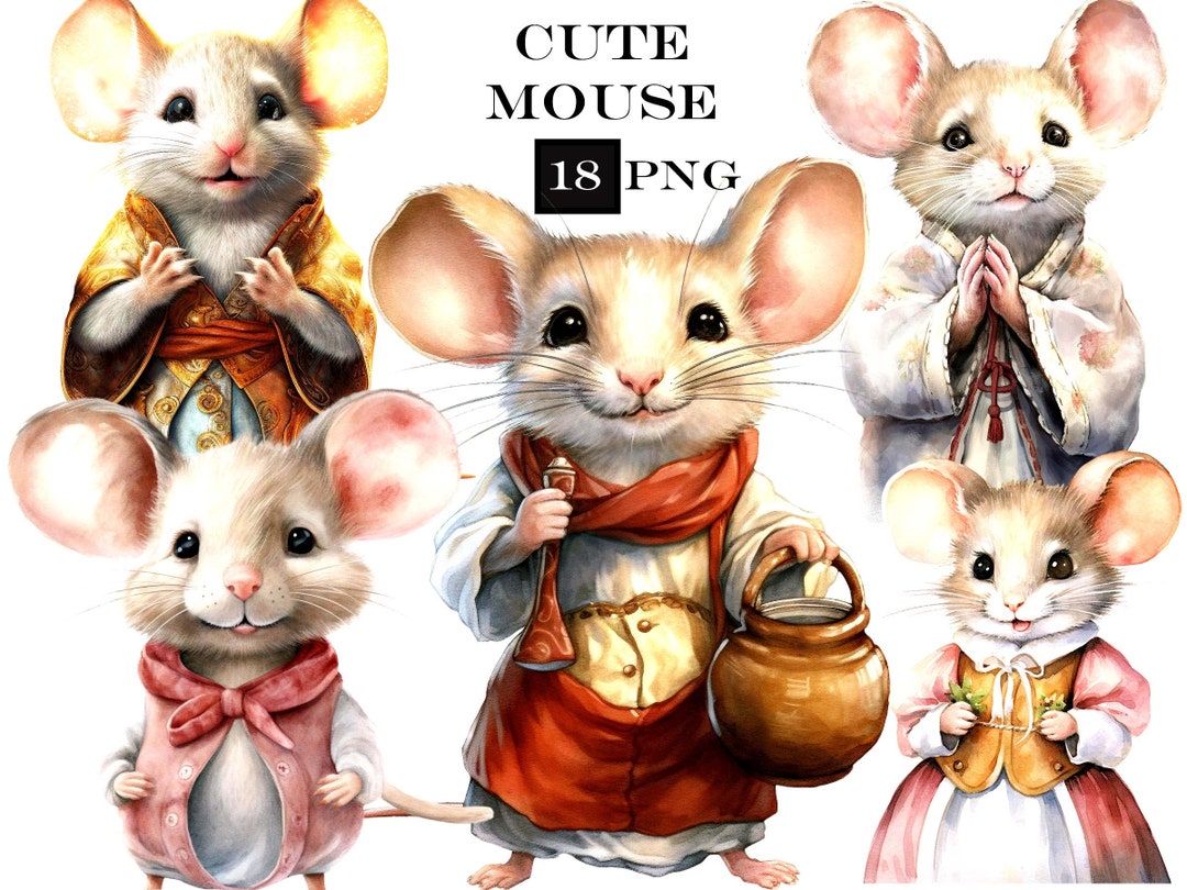 Cute Mouse Clipart Bundle, Library Mouse PNG Clipart Bundle With ...