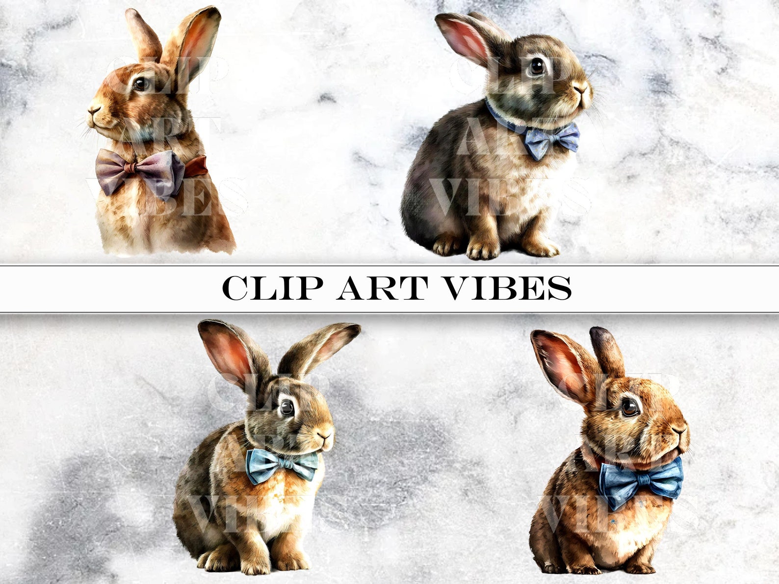 Bunny Clipart, Watercolor Rabbit Clipart Bundle, Easter Clipart, Rabbit ...