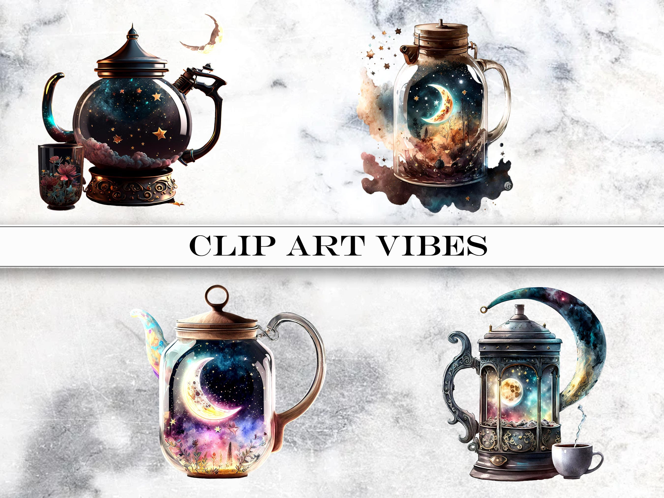 Watercolor Coffee Clip Art Celestial Coffee Brewer Clipart - Etsy
