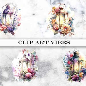 Romantic Lanterns Clip Art Watercolor Lanterns Clipart - Etsy