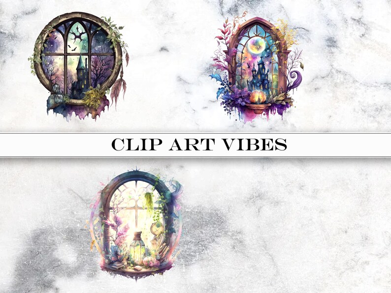 Witch Window Clipart Watercolor Wiccan PNG Witchery Clipart - Etsy