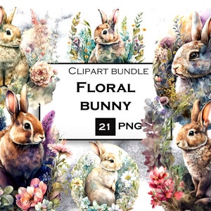 Bunny Clipart Watercolor Rabbit Clipart Bundle Easter - Etsy