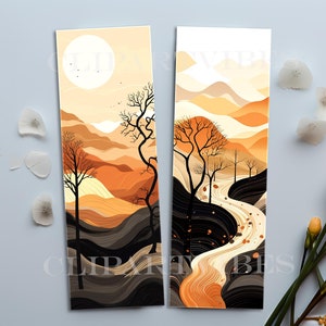 10 Landscape Printable Bookmarks, Digital Nature Bookmark Sheets, PNG ...
