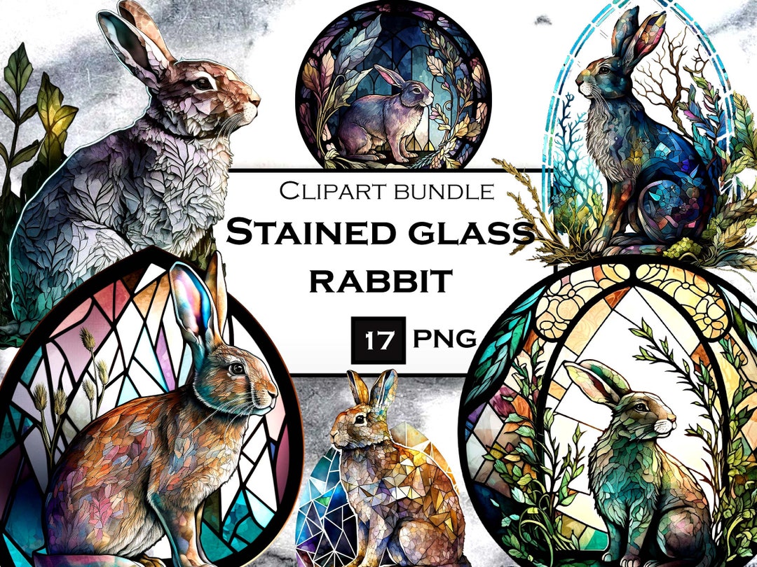 17 PNG Bunny Clipart Bundle, Bunny SVG, Watercolor Rabbit PNG Clip Art ...