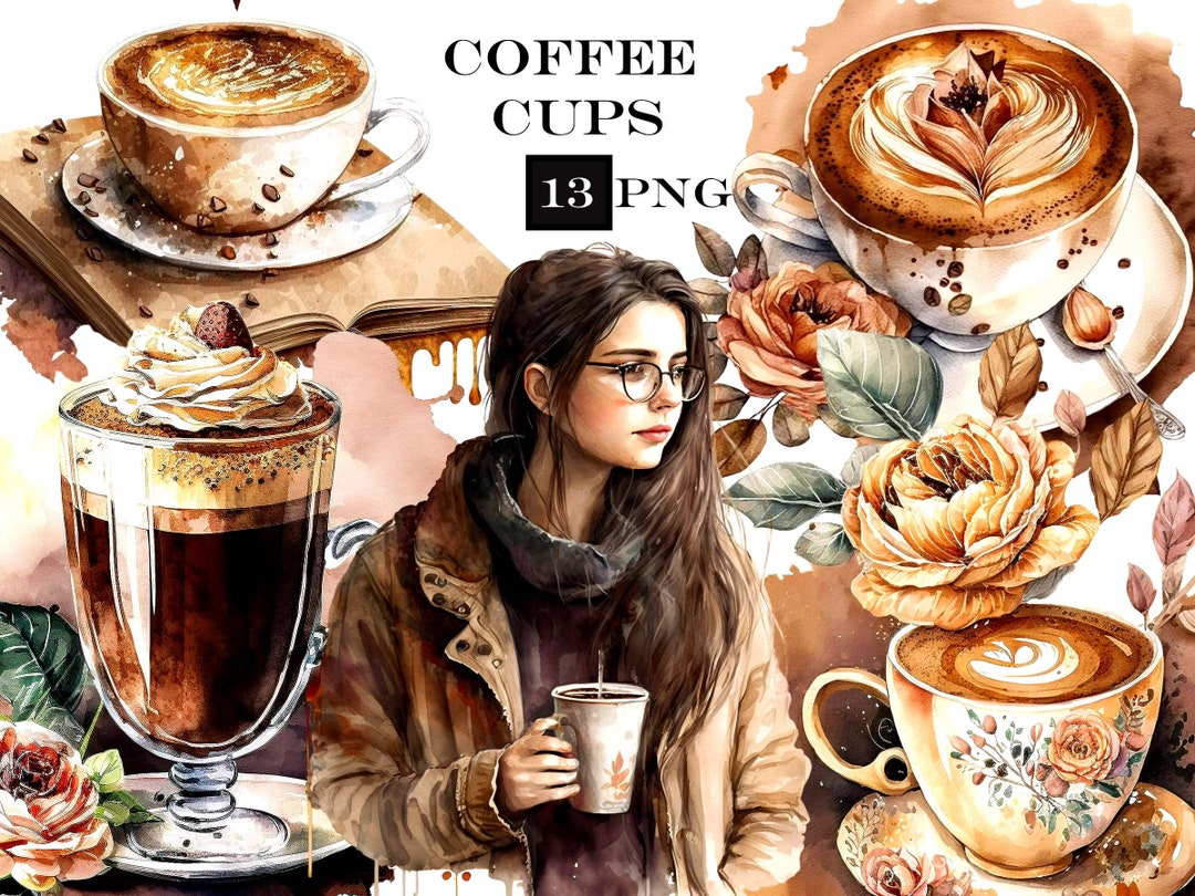 Watercolor Coffee Clip Art, Coffee Cup Clipart Bundle, Coffee Mug PNG ...