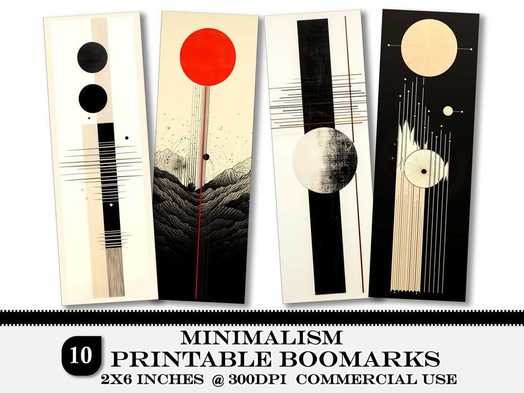 Minimalist Printable Bookmarks, Bookmark PNG Bundle, Decorative Paper ...