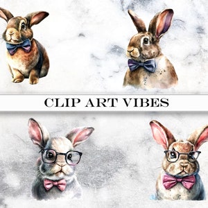 Bunny Clipart Watercolor Rabbit Clipart Bundle Easter - Etsy