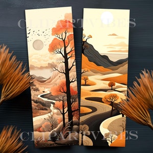 10 Landscape Printable Bookmarks, Digital Nature Bookmark Sheets, PNG ...