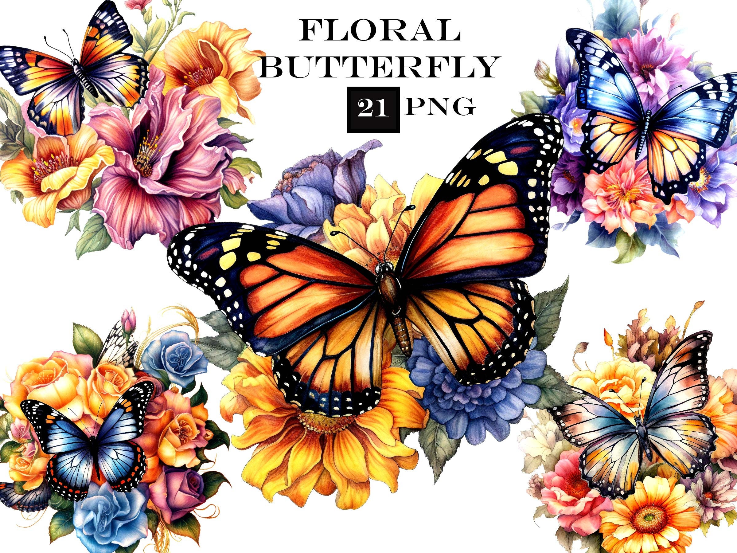 Watercolor Butterfly Clipart Bundle, Butterfly PNG, Colorful Butterfly ...
