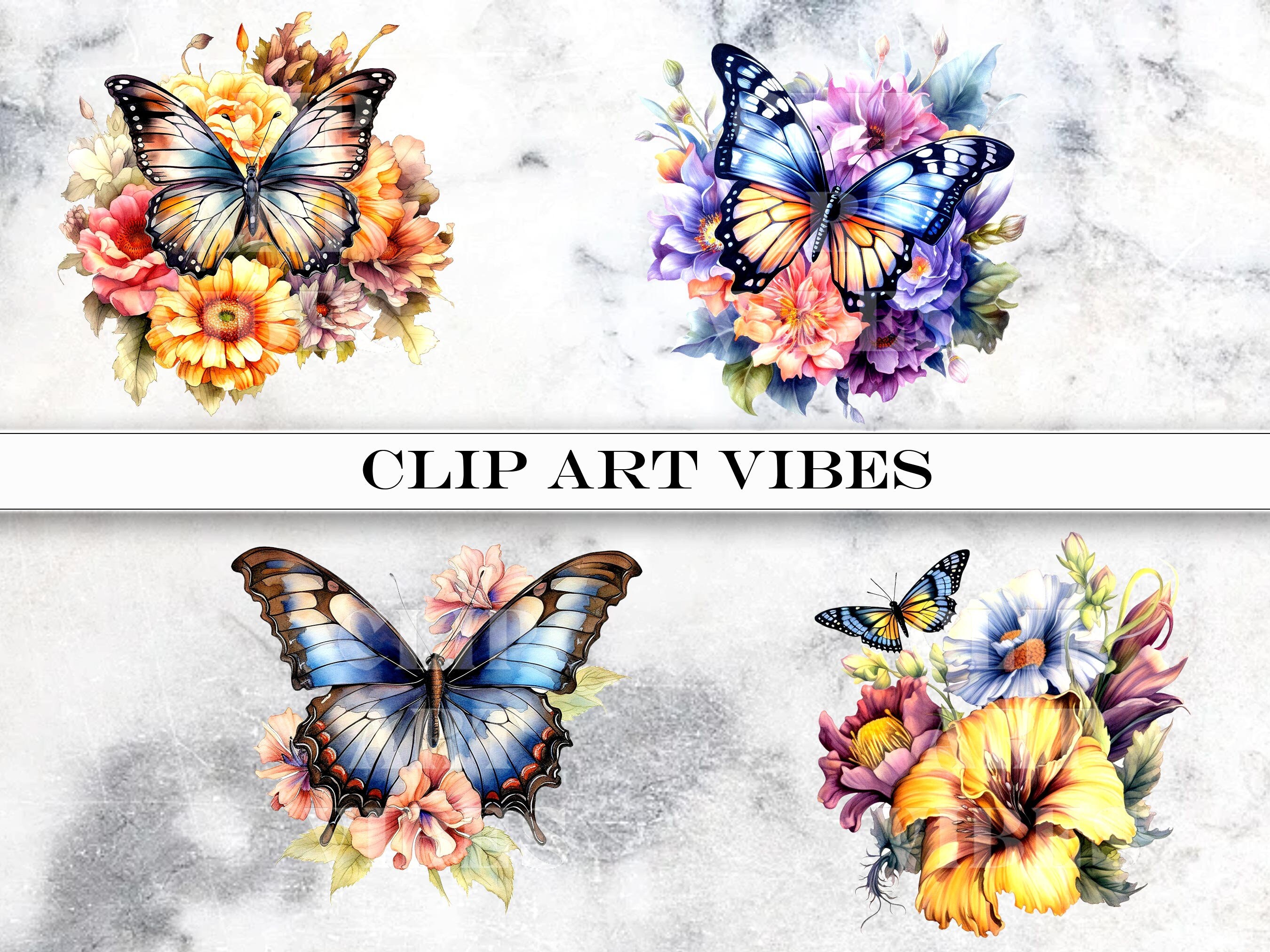 Watercolor Butterfly Clipart Bundle, Butterfly PNG, Colorful Butterfly ...