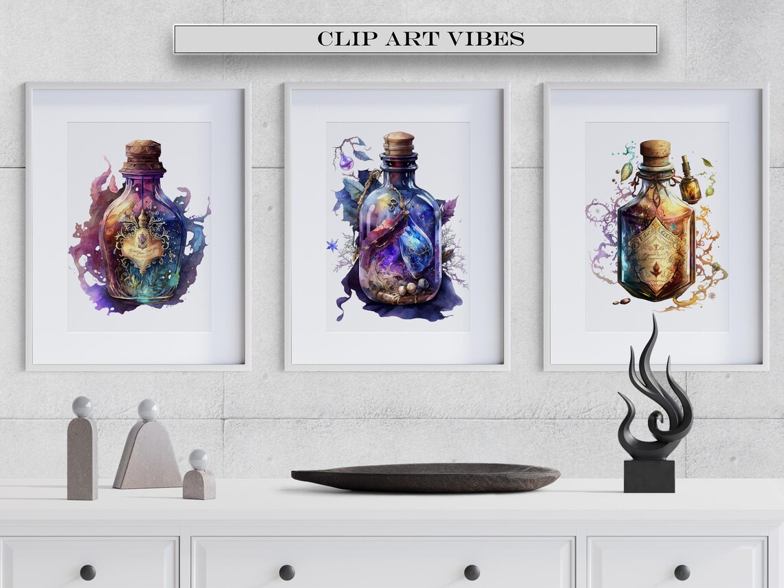Witch Potions Clipart, Watercolor Potions PNG, Witchery Clipart Bundle ...