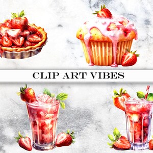 Strawberry Clipart Bundle, Summer Clip Art Bundle, Strawberry PNG Files ...