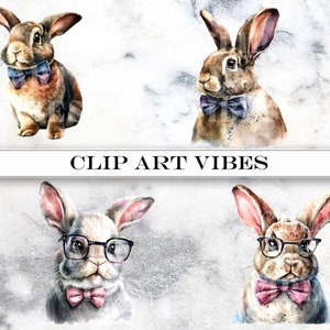 Bunny Clipart, Watercolor Rabbit Clipart Bundle, Easter Clipart, Rabbit ...