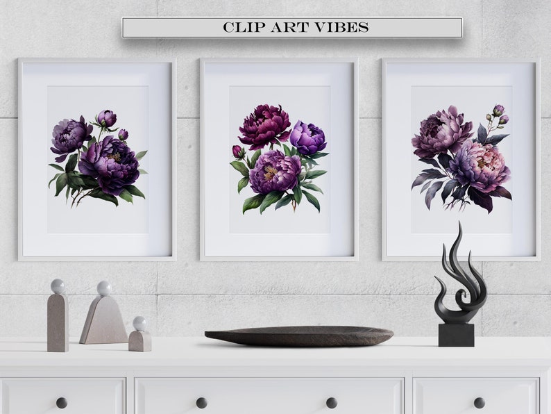 Purple Peonies Clipart Watercolor Flowers PNG Peonies - Etsy