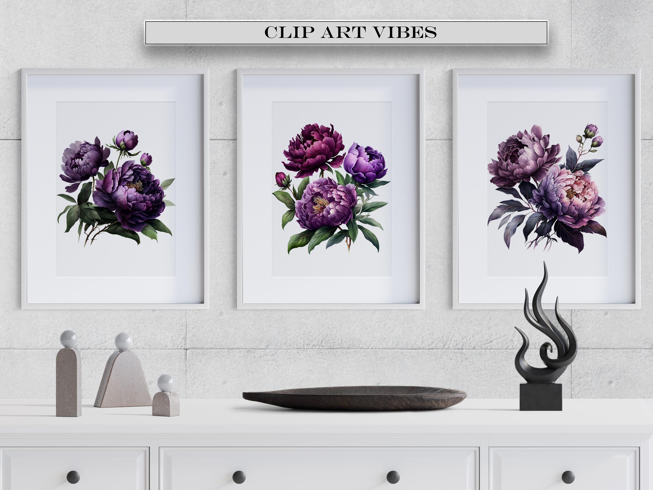 Purple Peonies Clipart Watercolor Flowers PNG Peonies - Etsy