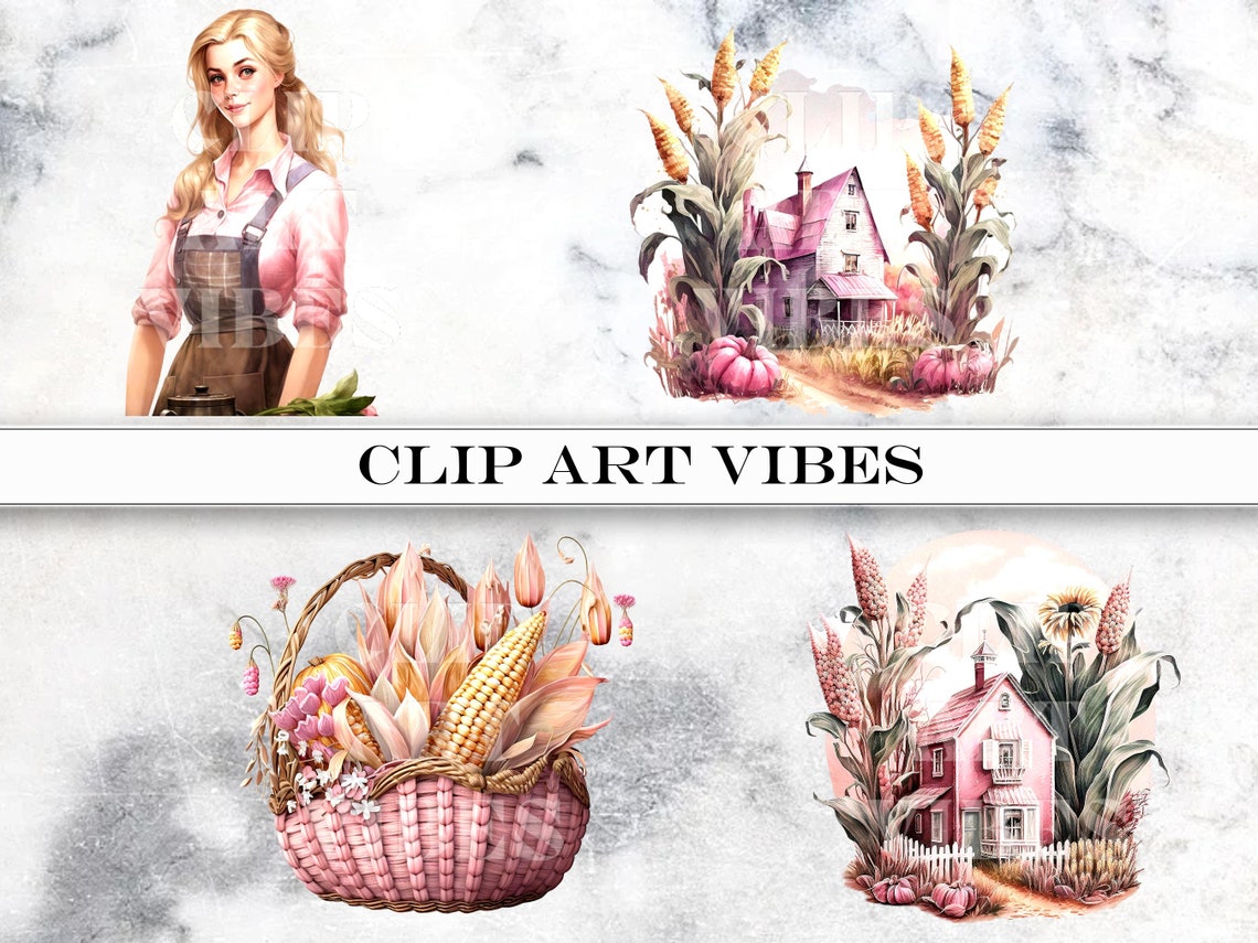 Farmhouse Clipart Bundle, Summer Clipart, Farmhouse SVG, Instant ...