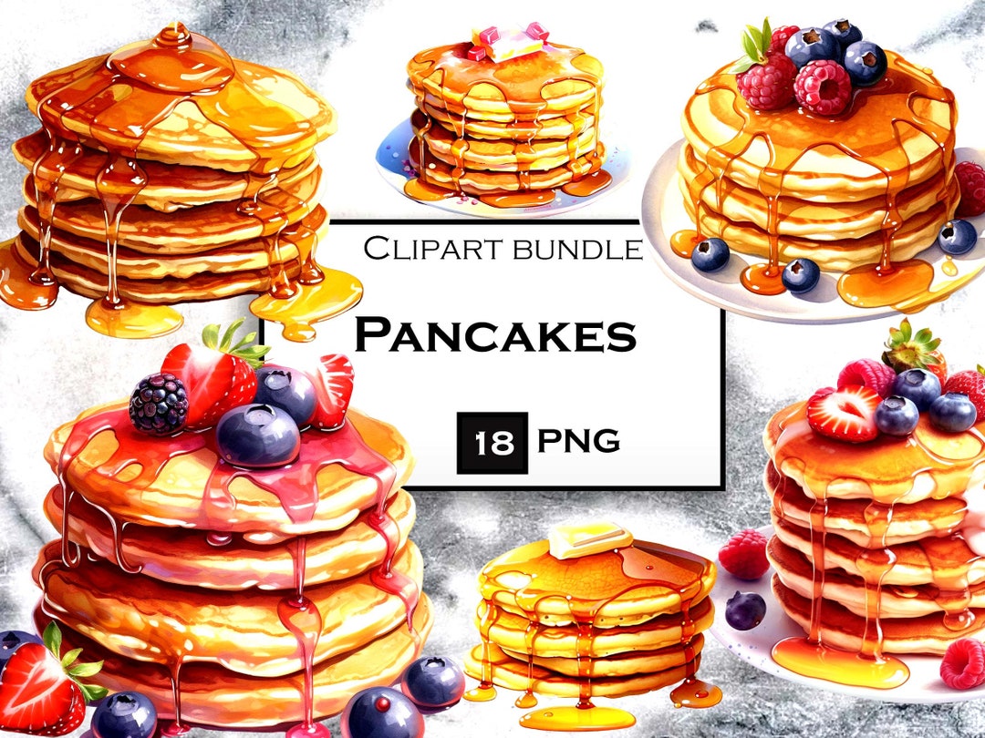 Watercolor Pancake Clipart Bundle: Breakfast Food Graphics (18 PNG) - Etsy