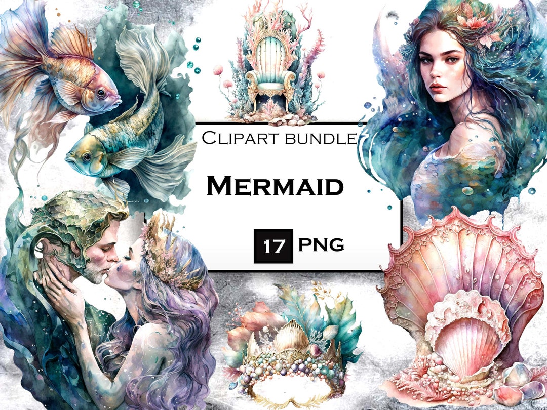 Mermaid Clipart Bundle Mermaid SVG Mermaid PNG Fantasy and - Etsy