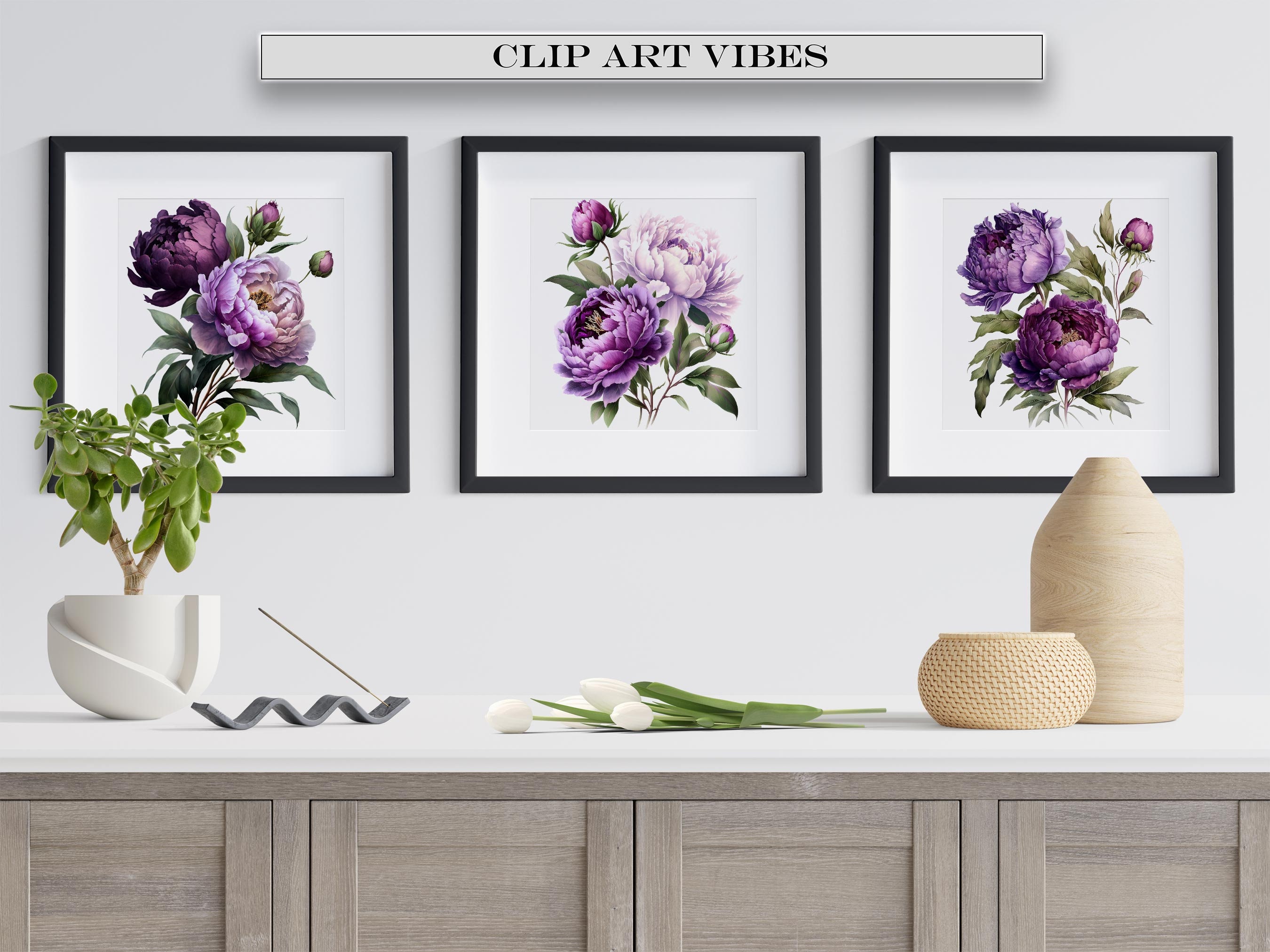 Purple Peonies Clipart Watercolor Flowers PNG Peonies - Etsy