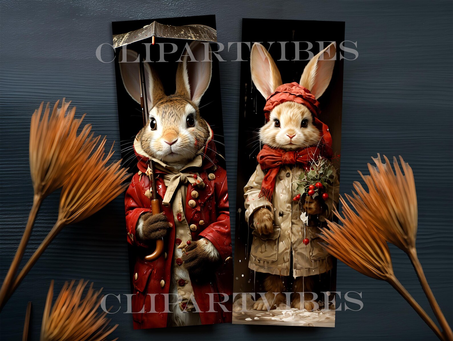 Cute Rabbit Printable Bookmarks, Digital Fantasy Bookmark Sheets ...