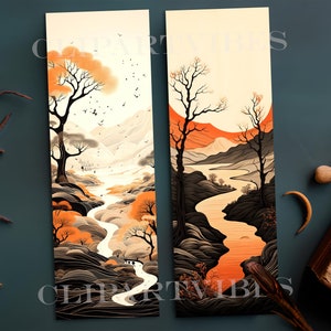 10 Landscape Printable Bookmarks, Digital Nature Bookmark Sheets, PNG ...