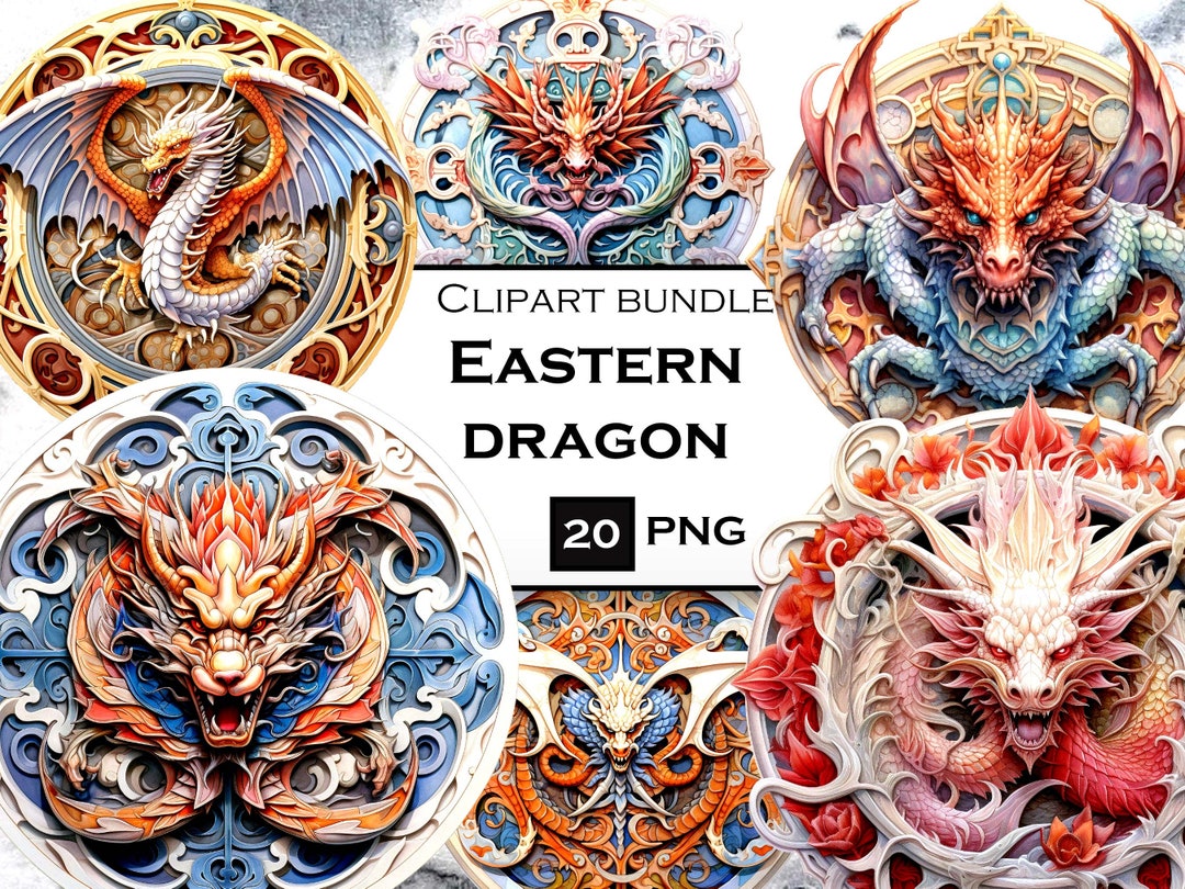 20 PNG Eastern Dragon Clipart Bundle Fantasy Clip Art PNG - Etsy