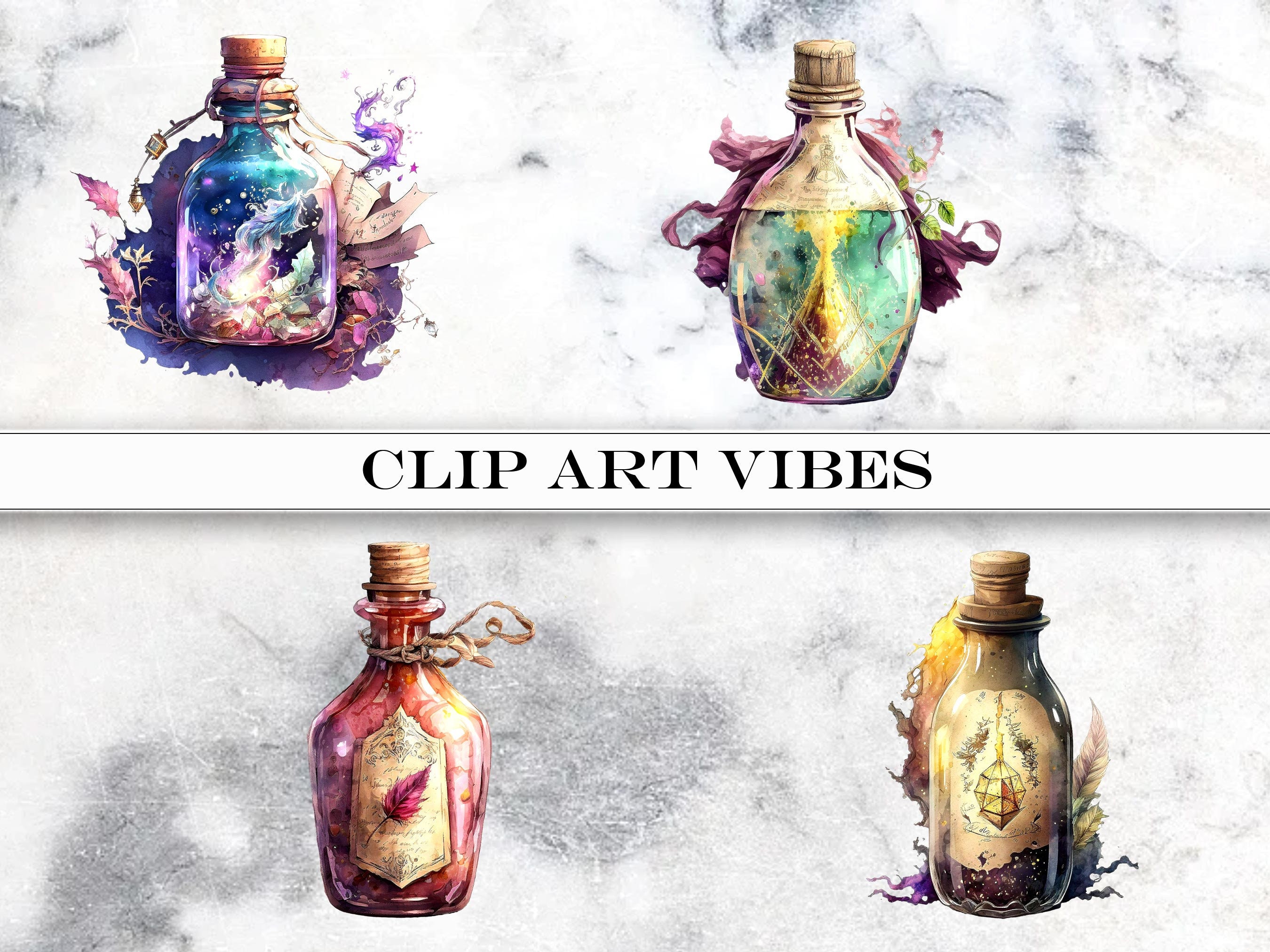 Witch Potions Clipart Watercolor Potions PNG Witchery - Etsy