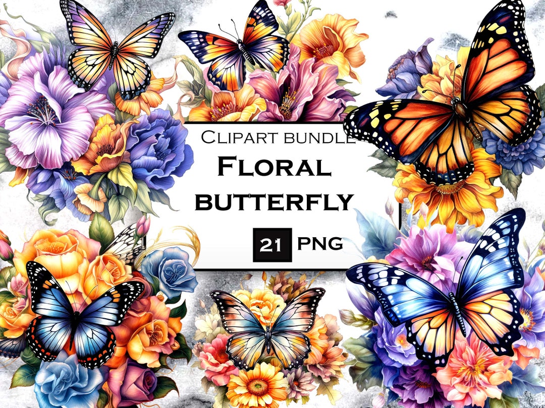 Watercolor Butterfly Clipart Bundle Butterfly PNG Colorful - Etsy