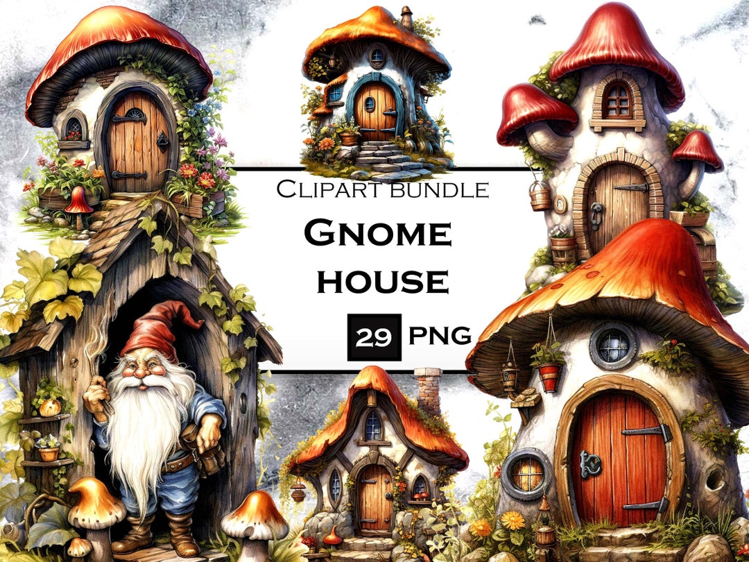 29 PNG Gnome House Clipart Bundle, Gnomes SVG Files With Transparent ...