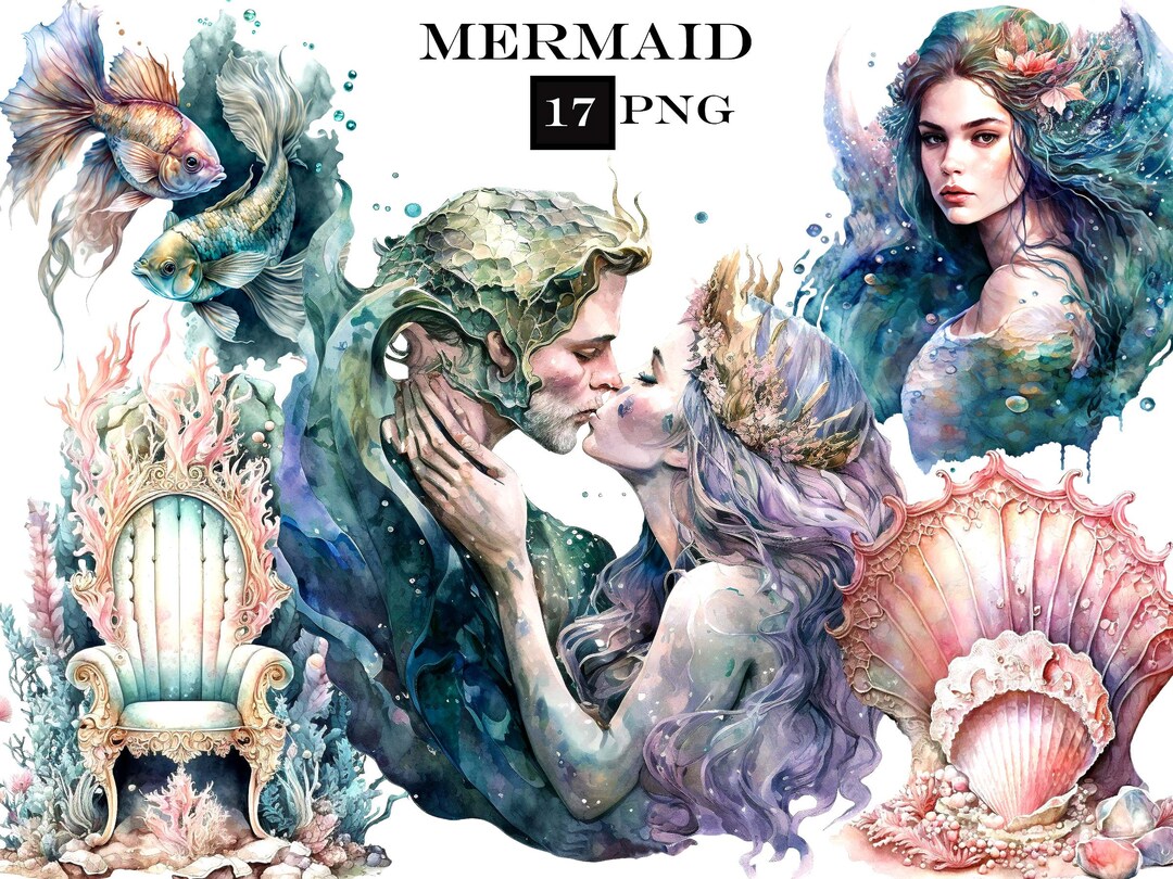 Mermaid Clipart Bundle Mermaid SVG Mermaid PNG Fantasy and Mystical ...