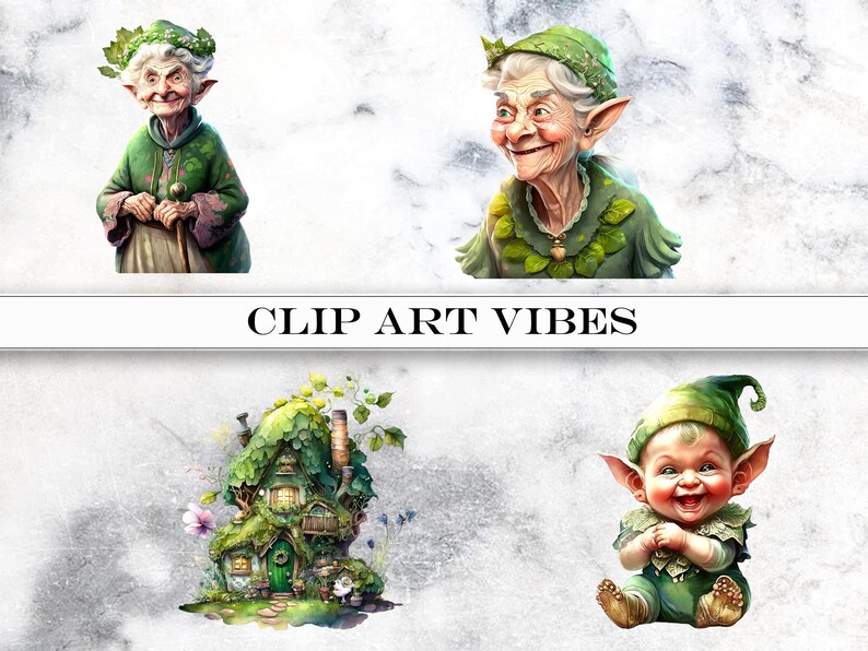 Saint Patrick Elf Clipart Bundle Watercolor Clipart Fantasy - Etsy