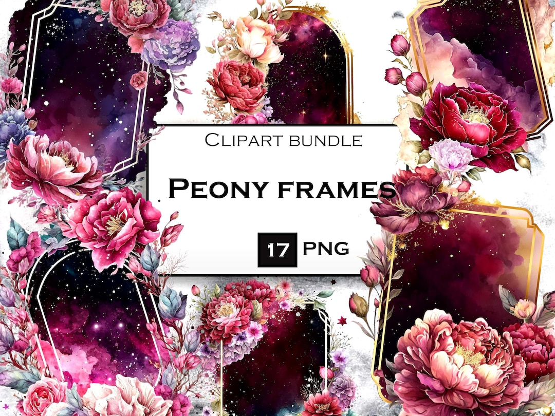 Peonies Frame Clipart Watercolor Floral Frame Frames Clipart - Etsy