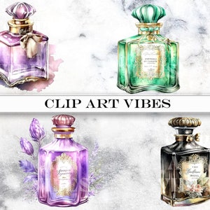 Perfume Bottles Clip Art, Watercolor Perfume Clip Art Bundle, Pastel ...