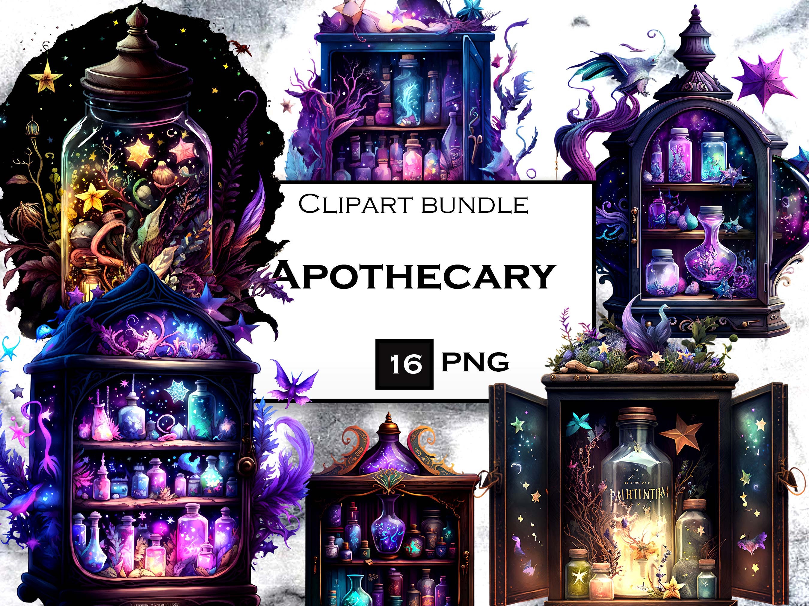 Witch Apothecary Cabinet Clipart Watercolor Wiccan PNG - Etsy