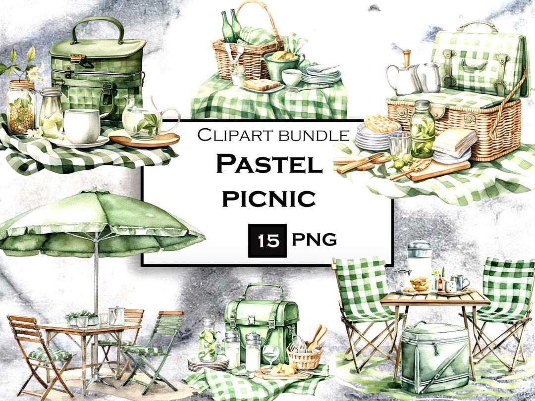 14 PNG Picnic Clipart Bundle, Farmhouse Clip Art PNG Bundle, Summer ...