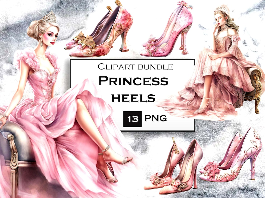 13 PNG Princess Heels Clipart Bundle Princess SVG Wedding - Etsy