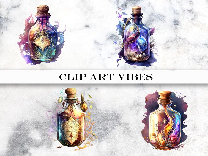 Witch Potions Clipart Watercolor Potions PNG Witchery - Etsy