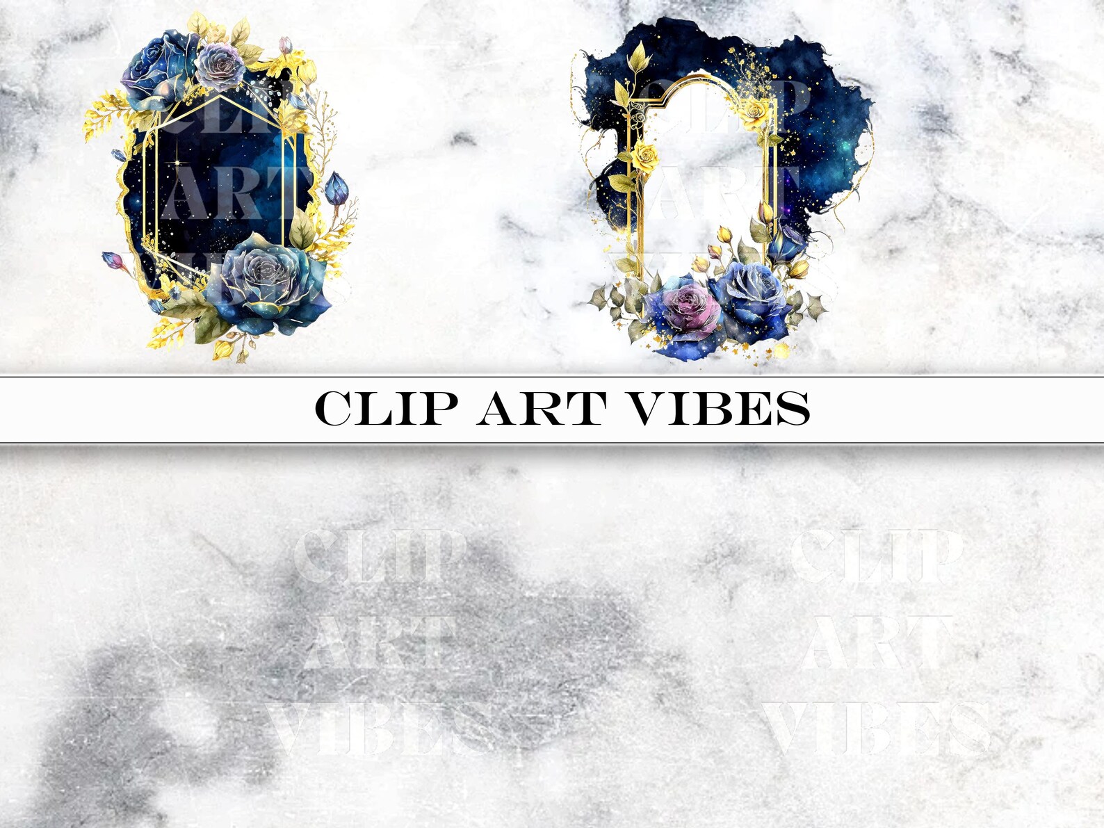 Royal Blue Roses Clipart, Watercolor Floral Frame, Frames Clipart ...